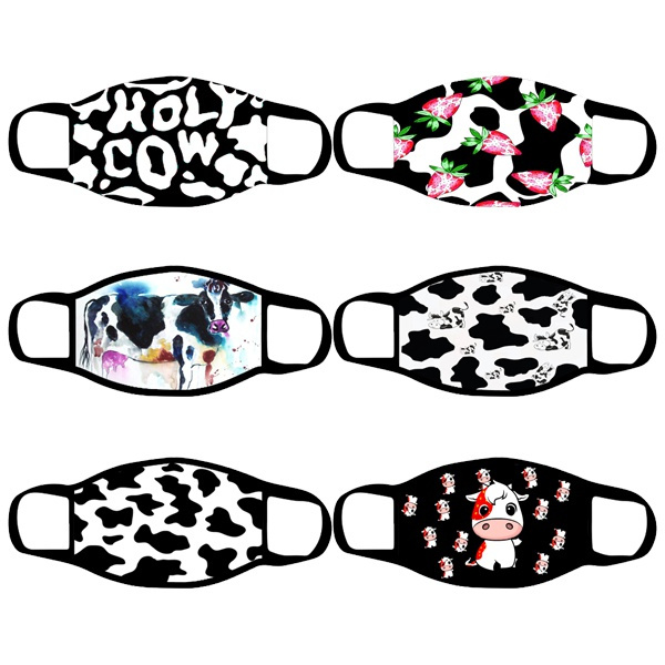 Cow Face Mask Moo Animal Farm Animal,Cow Print Face Mask, Black and ...