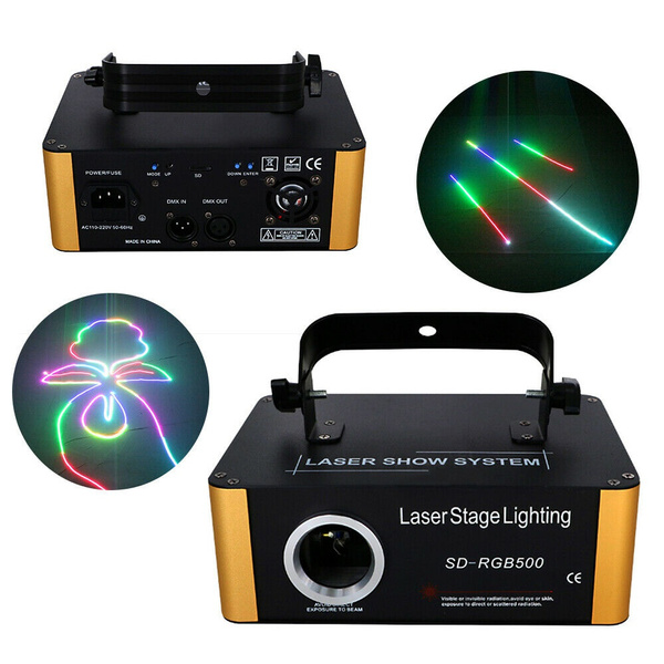 SD Card 500MW RGB Animation DMX ILDA Laser Projector PRO Stage Lighting ...