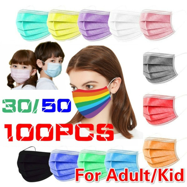 100Pcs Colorful /Rainbow Mouth-muffle Máscara Sanitária À Prova De ...