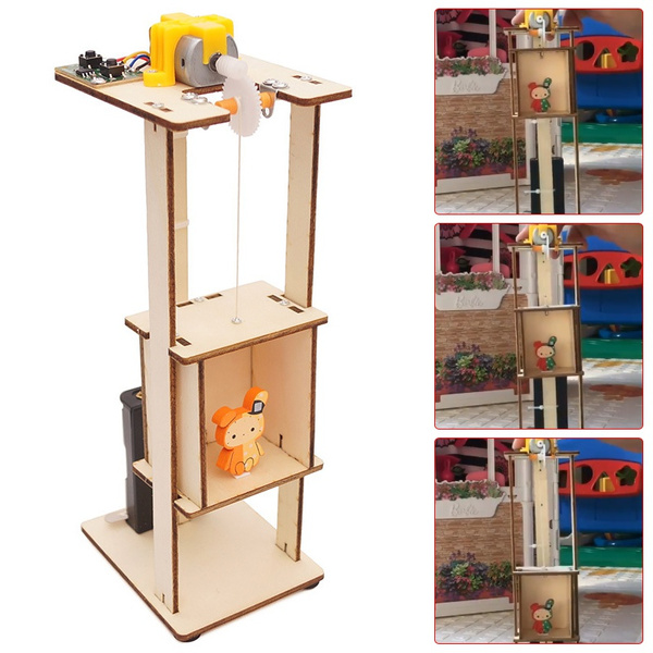 New DIY Assemble Kids Toys Science Learning DIY Electric Lift Elevator ...