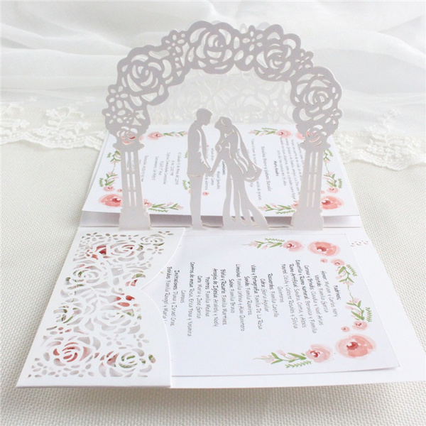 50pcs Wedding Invitation Pocket 3D Tri-fold Wedding Invitations Cards ...