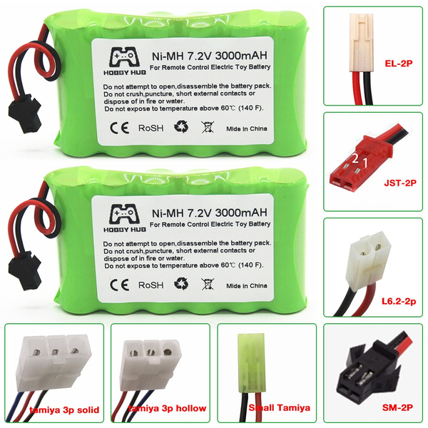 2PCS 7.2v AA 3000mah rechargeable battery for Remote control electric ...