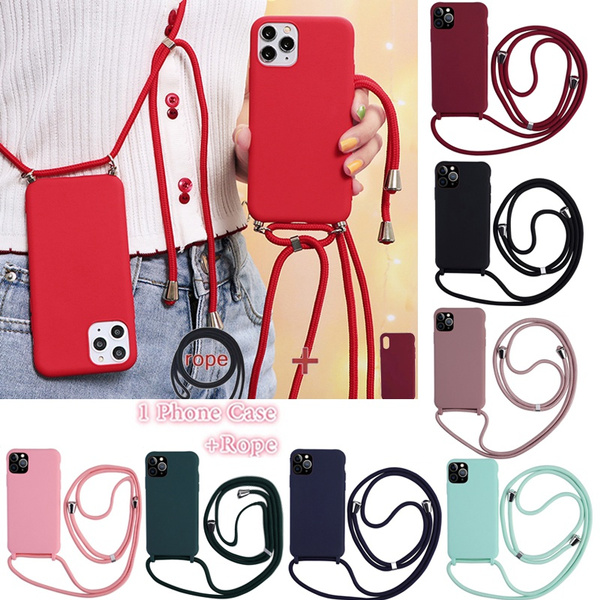 Luxury Liquid Silicone Chain Necklace Phone Case with Lanyard Crossbody ...