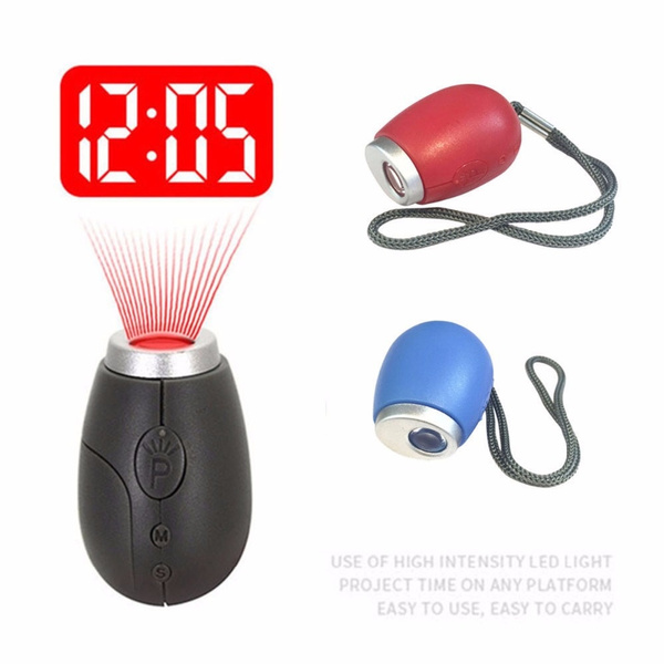 Portable Digital Projection Alarm Clock Key Chains Mini Projector LED ...