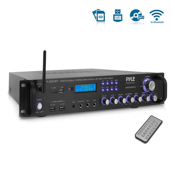 Pyle 3,000 Watt Multi Channel Home Theater Hybrid Amplifier Receiver ...
