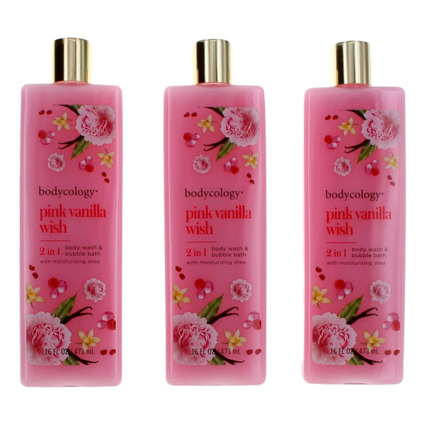 Pink Vanilla Wish by Bodycology 3 Pack 16oz 2 in 1 Body Wash & Bubble ...