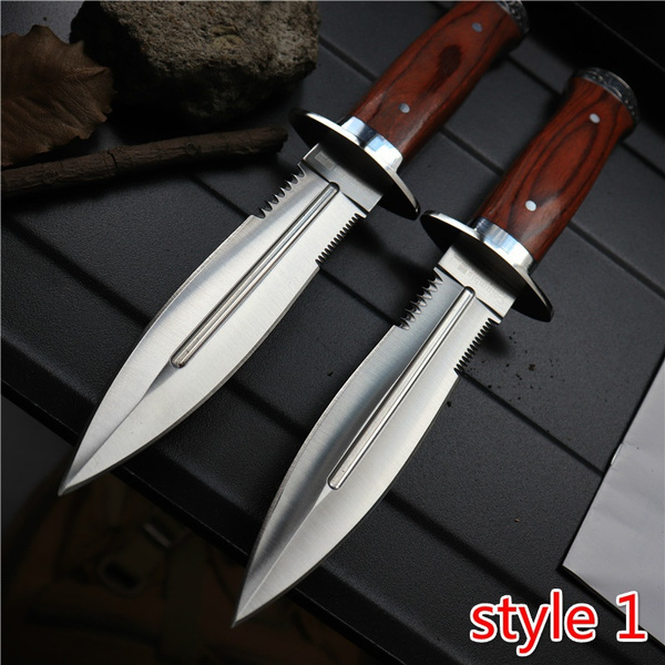 NEW 2 Style Metal wooden handle Tactical Fixed blade knife 3cr13 blade ...