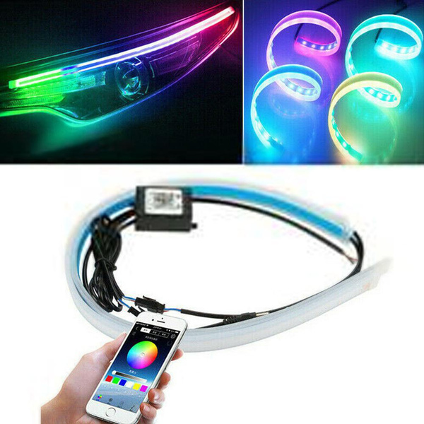 2pcs Car RGB Light LED Strip DRL For Car Headlight Daytime Running ...