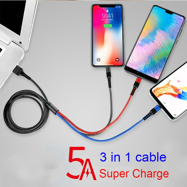 Nohon 5A 3 in 1 USB Cable for iPhone Charger Fast Charging Micro USB ...