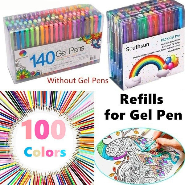 100 colors School Supplies Stationery Color Gel Pens Set Glitter Pastel ...