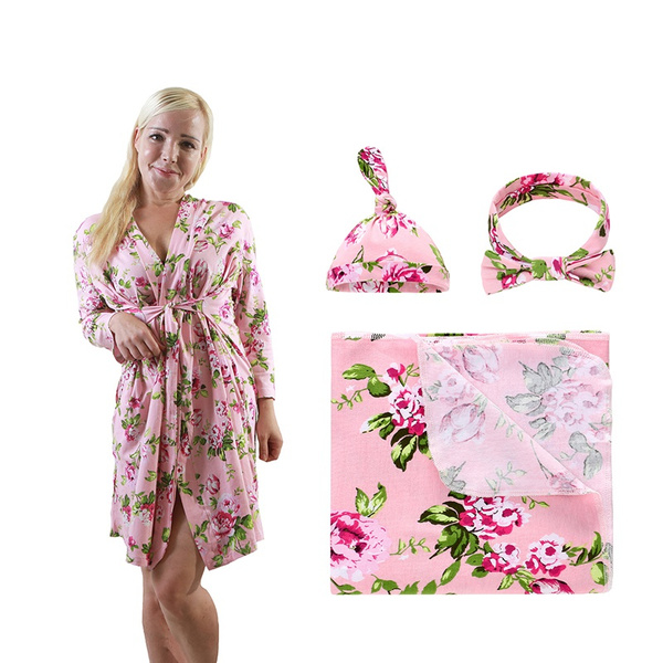 Maternity Robe Floral Robe Hospital Robe Delivery Gown Baby Shower Gift ...