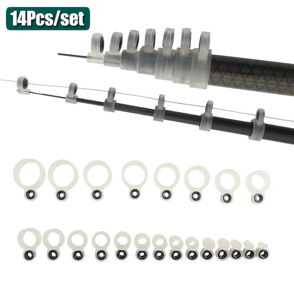 14Pcs/set Spinning Rod Guide Silicone Ceramic Ring Repair Top Tips ...