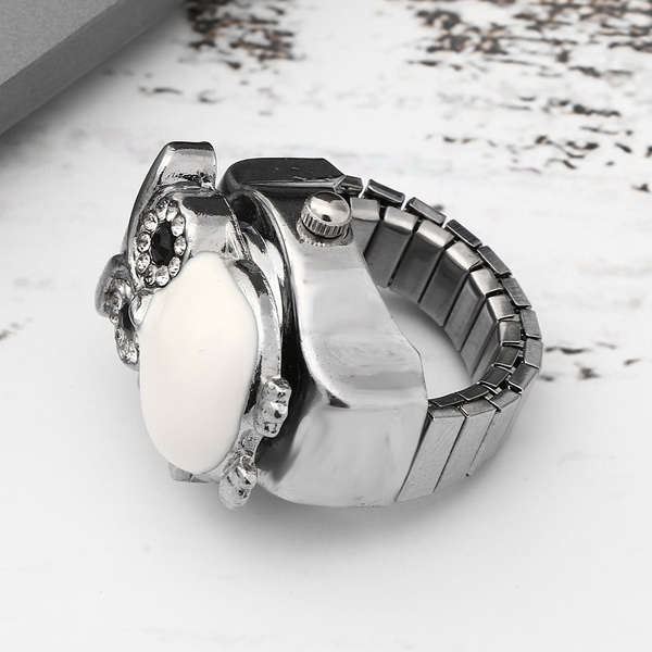 Finger Ring Watch Flip-Up Cover Vintage Owl Pattern Unixes Finger ...