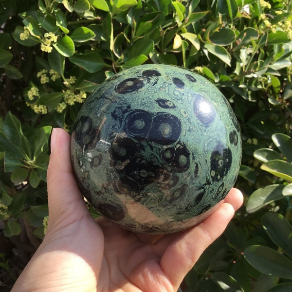 8-9cm Large Natural Madagascar Peacock Eye Fossil Stone Kambaba Jasper ...