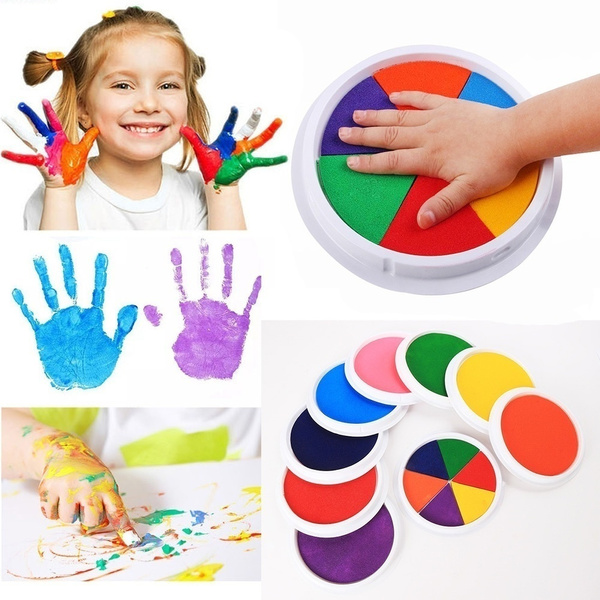 Washable Children Kids DIY Palm Graffiti Finger Painting Doodle Ink Pad ...