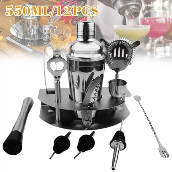550ml Stainless Steel Cocktail Kit Shaker Mixer Drink Bartender Martini ...