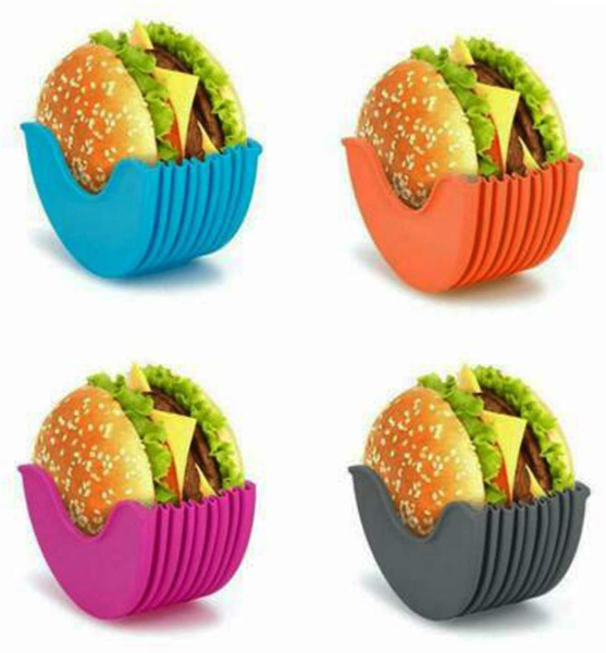 Food-Grade Silicone Anti-Dropping Adjustable Hamburger Holder,Set of 4 ...