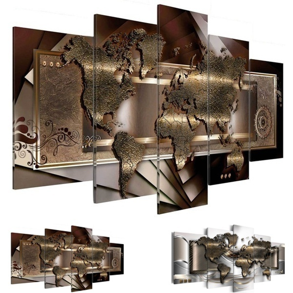 World Map Canvas Painting Modern Home Abstract Art Picture Wall Art ...