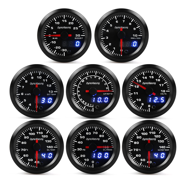 2" 52mm 7 Colors LED Dual Display Boost Gauge Water Temp Oil Temp Oil ...