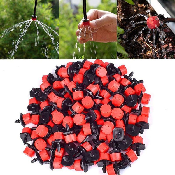 100 Pcs Garden Irrigation Misting Micro Flow Dripper 8 Hole Drip Head 4 ...