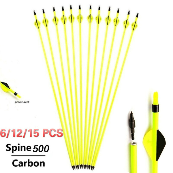6/12/15PCS 30inch Yellow Carbon Arrows Archery Arrow Fletching for ...