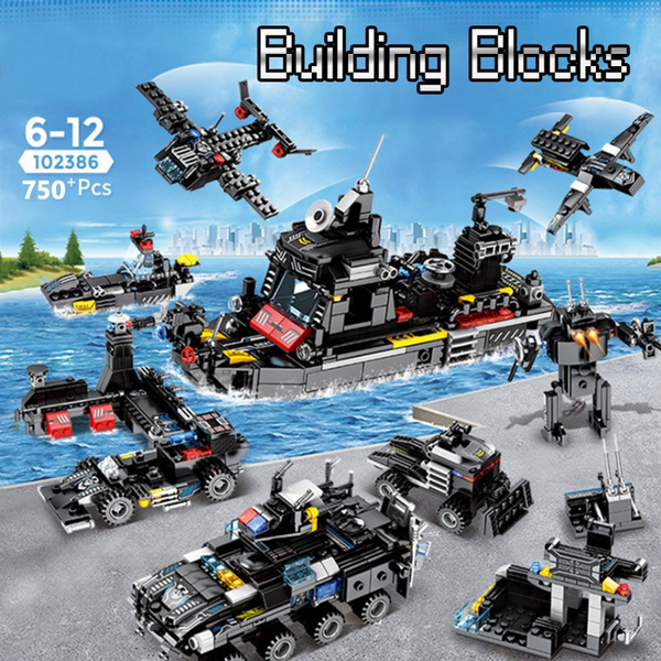 Toys 750 PCS 11 In 1 Military Command Truck SWAT Building Blocks for ...