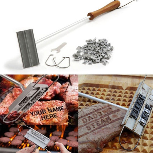 Changeable Letters DIY Iron Steak Meat Barbecue Branding Iron Signature ...