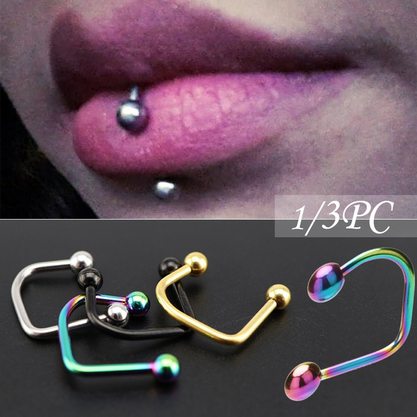1pc/3pc 16G Titanium U-shaped Septum Ring Piercing Labret Lip Nose Ring ...