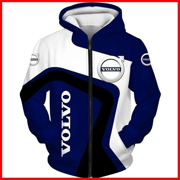 2020 Men's New VOLVO logo Fashion Hoodie Personality Color Double Zip ...