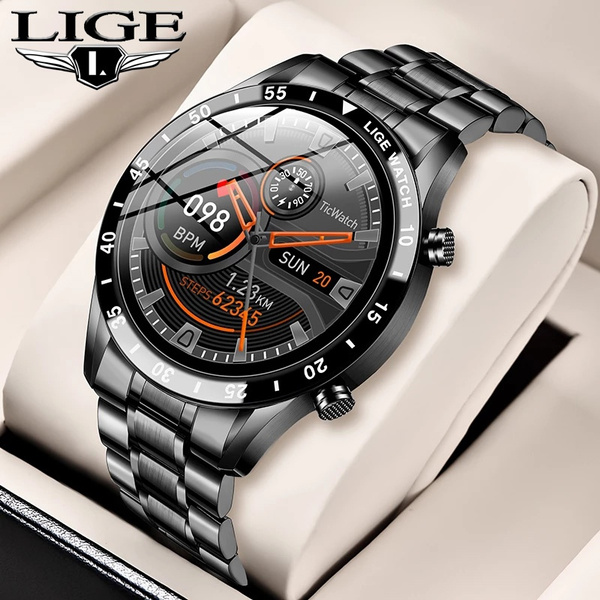 LIGE Men's Smart Watch Fashion Sports Style Full Screen Touch Bluetooth ...