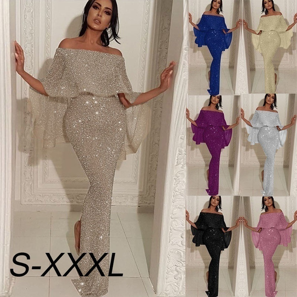 8 Colors Back Large Lotus Leaf Wrapped Chest Word Shoulder Dress Shiny ...
