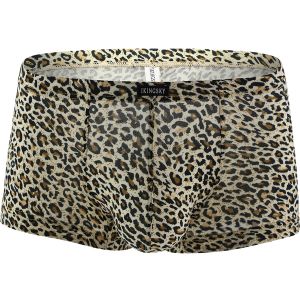 iKingksy Men's Leopard Boxer Briefs Pouch Trunk Underwear Low Rise Mens ...