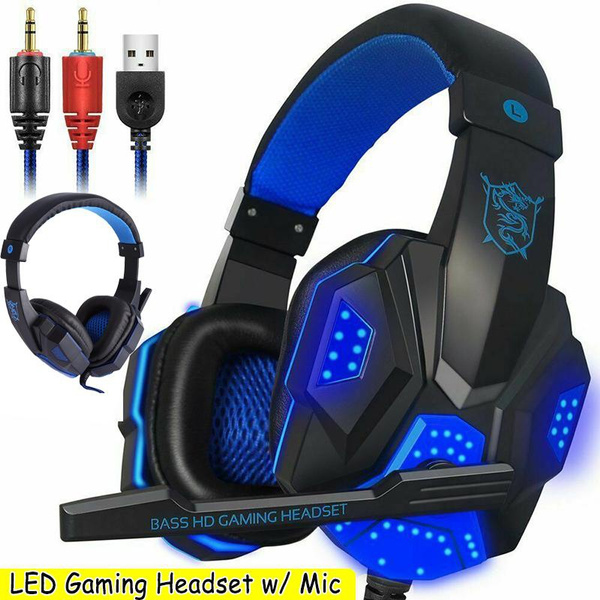 Stereo Gaming Headphone with Mic Wired Headsets with LED Light Noise ...