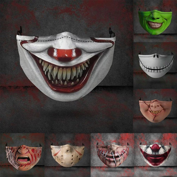 10Styles Optional Halloween face mask funny scary fashion Washable ...