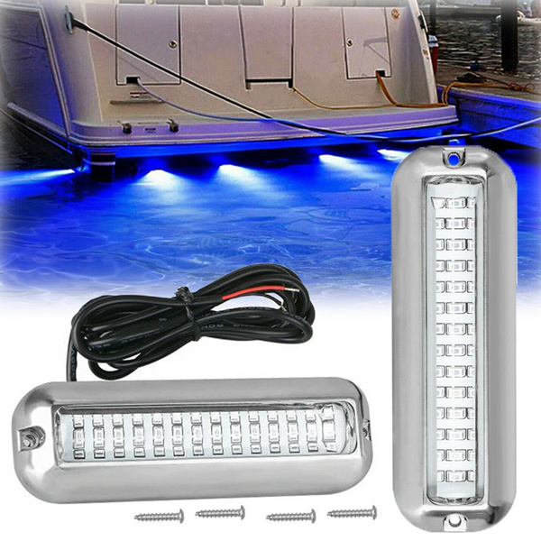 1/2pcs 42LED Blue Boat Transom Light 316 Stainless Steel Underwater ...