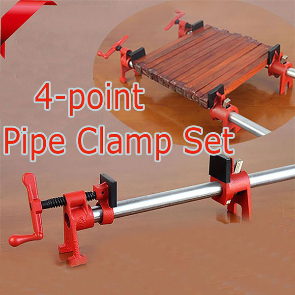 1Set 1/2" Heavy Duty Pipe Clamp Set Woodworking Clamp Quick Wood Cast ...