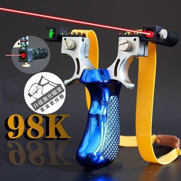 Big Power Slingshot with Laser Rubber Band High Precision Flat Leather ...