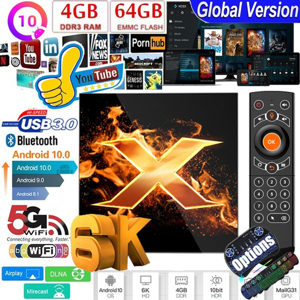 2020 NEW UPGRADE X1 Smart Tv Box Android 10 4g 64gb 4K 1080p 2.4G&5G ...