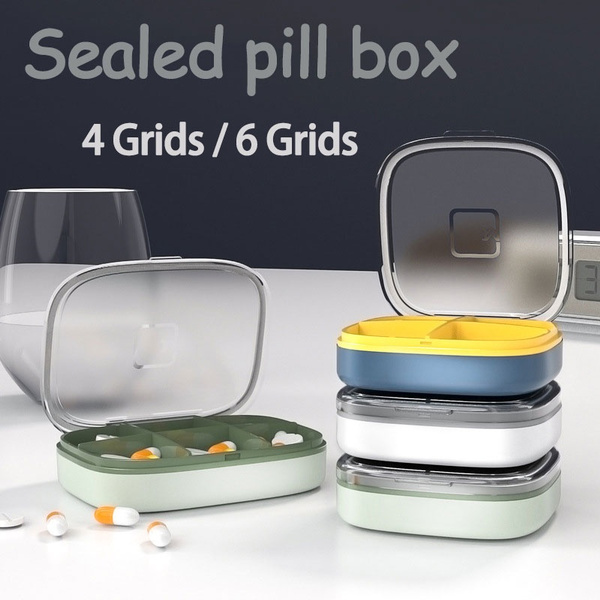 4 Grids/6 Grids Pill Box Portable Mini Storage Box Large-capacity Carry ...