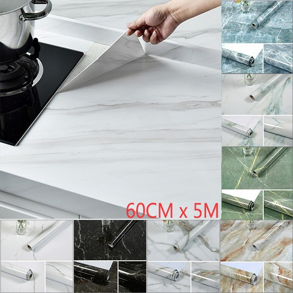 3M/5M Kitchen Marble Contact Paper PVC Wall Stickers Marble Countertop ...