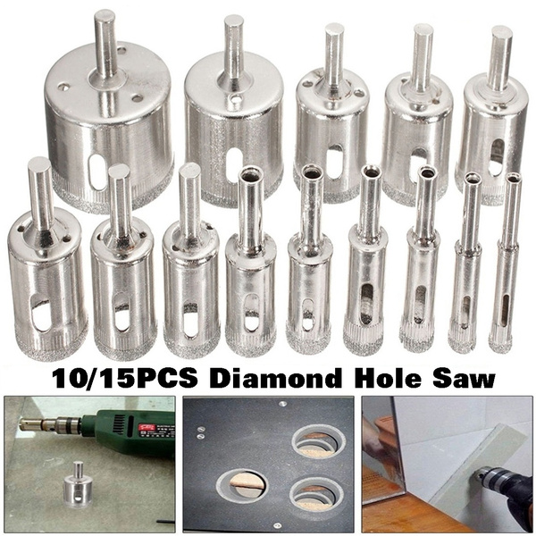 10/15PCS Diamond Drill Bit Set Diamond Coated Core Hole saw Drill Bit ...