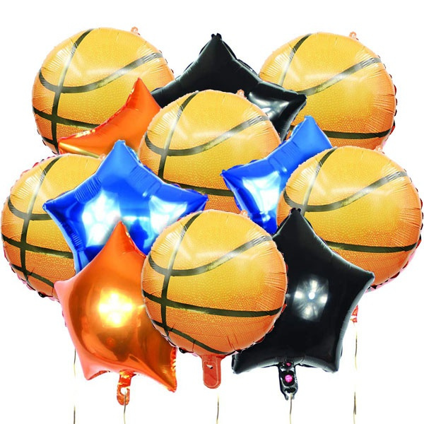 12 Pcs Basketball Mylar Balloons and Metallic Star Balloon Kit, Large ...