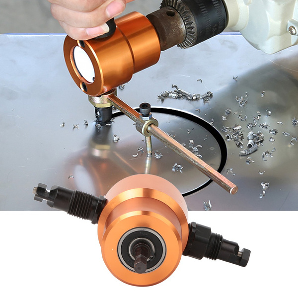 360°Double Head Sheet Metal Cutter Versatile Nibbler Drill DIY Cutting ...