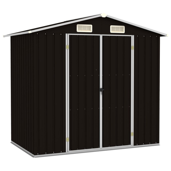 Garden shed brown 205x129x183 cm galvanized steel Gartenschuppen ...