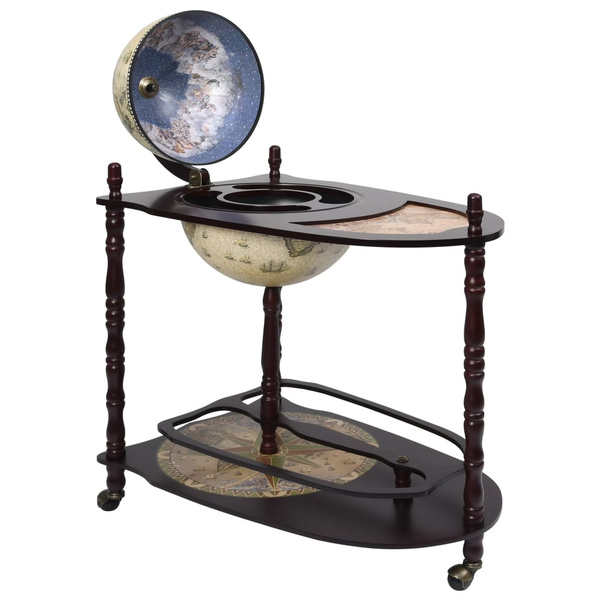 Freestanding Globe Bar Wind Stand Eucalyptus Wood Green Minibar Tisch ...