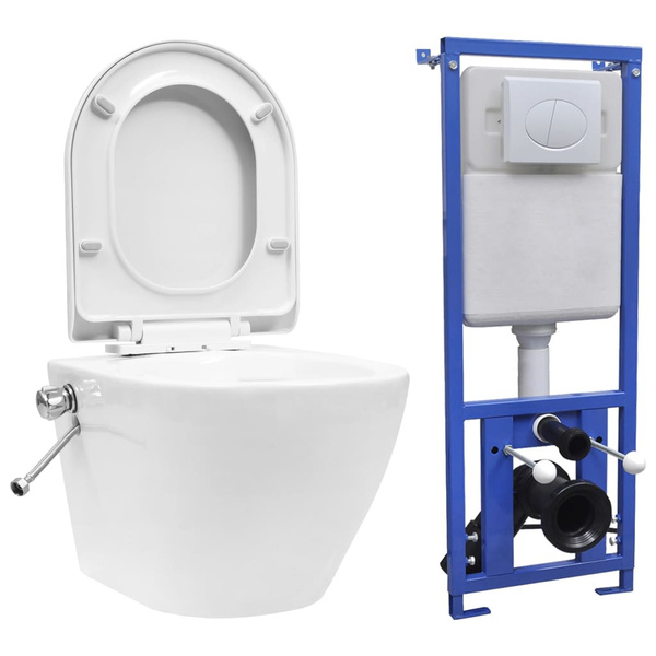 Wall Hung Rimless Toilet with Concealed Cistern Ceramic White Wand ...