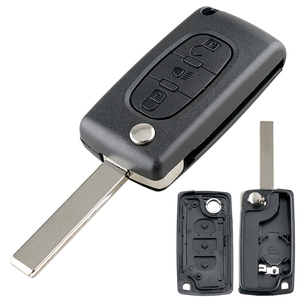 3 Buttons Uncut Flip Remote Key Shell with Light Button Fit for Citroen ...