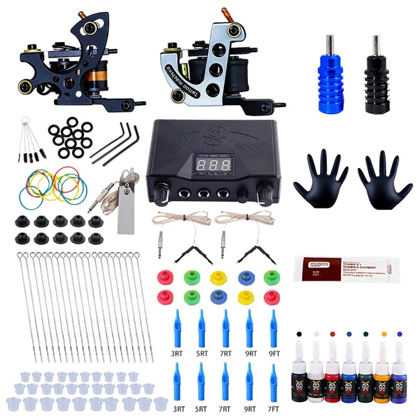 Complete Tattoo Kit Coil Tattoo Machine Set Power Supply Needles ...