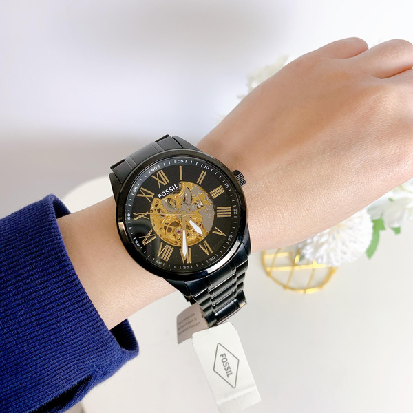 Fossil BQ2092 Flynn Automatic Stainless Steel Men's Watch Black | Wish