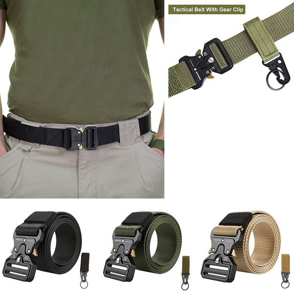 Tactical Belt Heavy Duty Webbing Belt Adjustable Military Style Nylon ...
